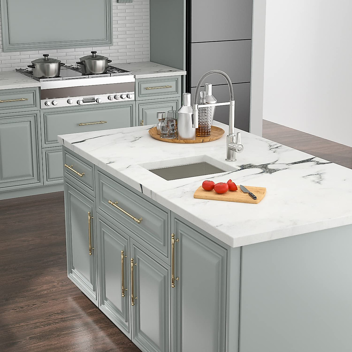 Kichae 15x17 Inch Stainless Steel Bar Prep Sink Undermount Single Bowl 16 Gauge Stainless Steel RV Kitchen Sink Round Corner Sink