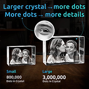ArtPix 3D Crystal Photo, Personalized Gifts for Women, Wife, Men, Mom, Dad, Her, Him, Great Personalized Customized Gift With Your Own Photo, Custom Birthday 3D Picture Rectangle, Couples Gifts