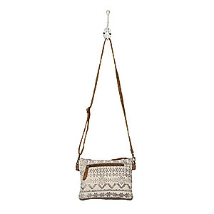 Myra Bag Floral Upcycled Canvas & Cowhide Leather Small Crossbody Bag S-1219