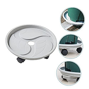 Yardwe Flower Pot Tray House Plants Round Planter Carts with Wheels Heavy Duty Flower Pot Mover Planter Caddy Modern Plant Stand Grey Planter Rolling Caddy Plant Stands Flower Pot Stand