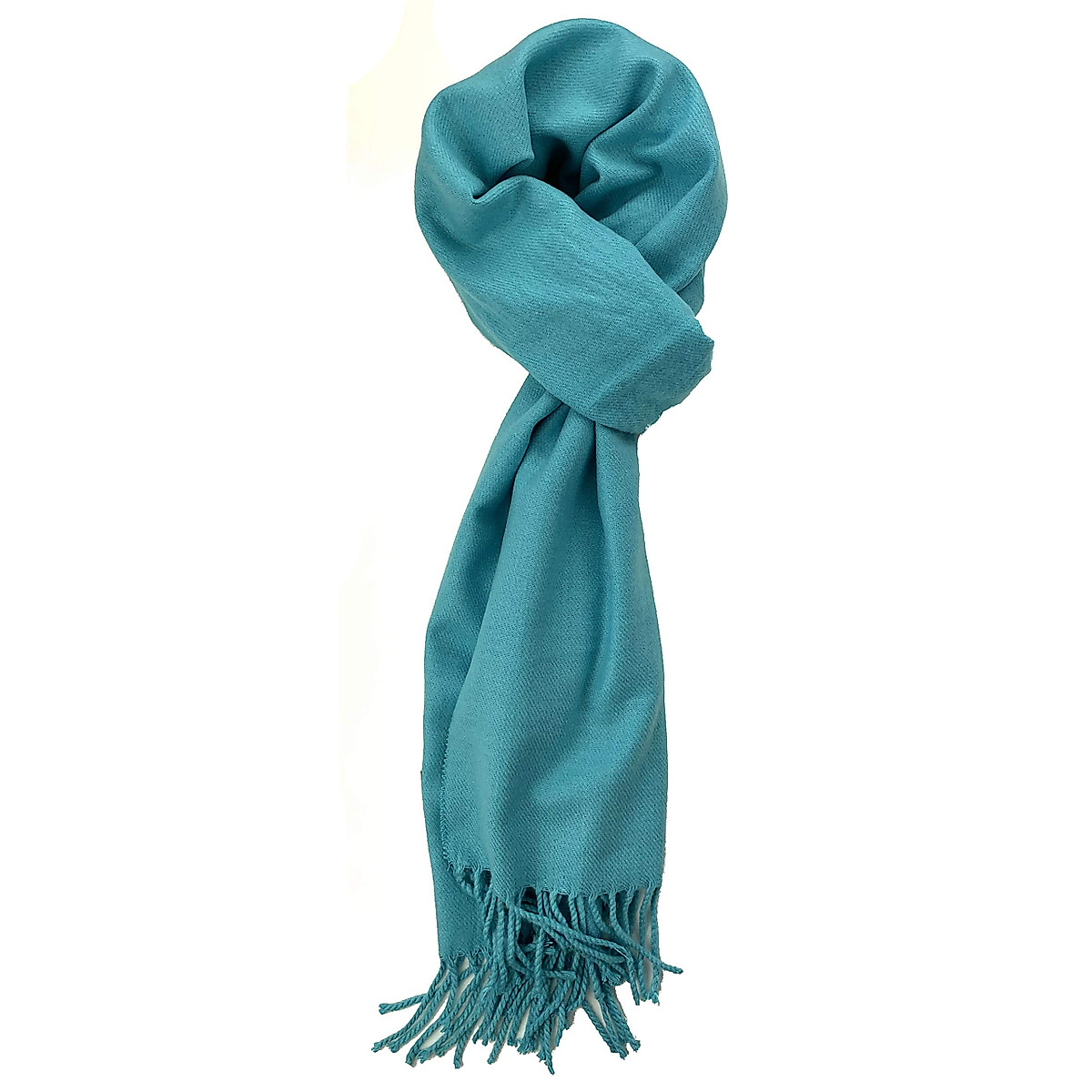 Plum Feathers Winter Scarf Shawl with Cashmere Feel - Rich Solid Colors Winter Scarves and Wraps 72" x 12" (Light Teal)