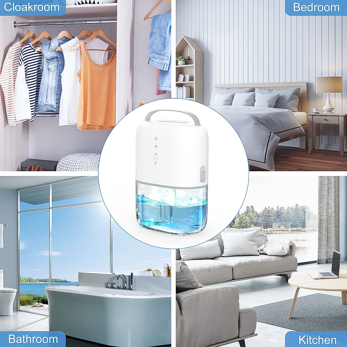 Dehumidifiers, Small Dehumidifiers for Home 320 Sq.Ft with Timer, LED Light 50oz(1500ml) Auto Defrost Portable Dehumidifiers for RV Bedroom Bathroom Closet Kitchen Office, Ultra Quiet