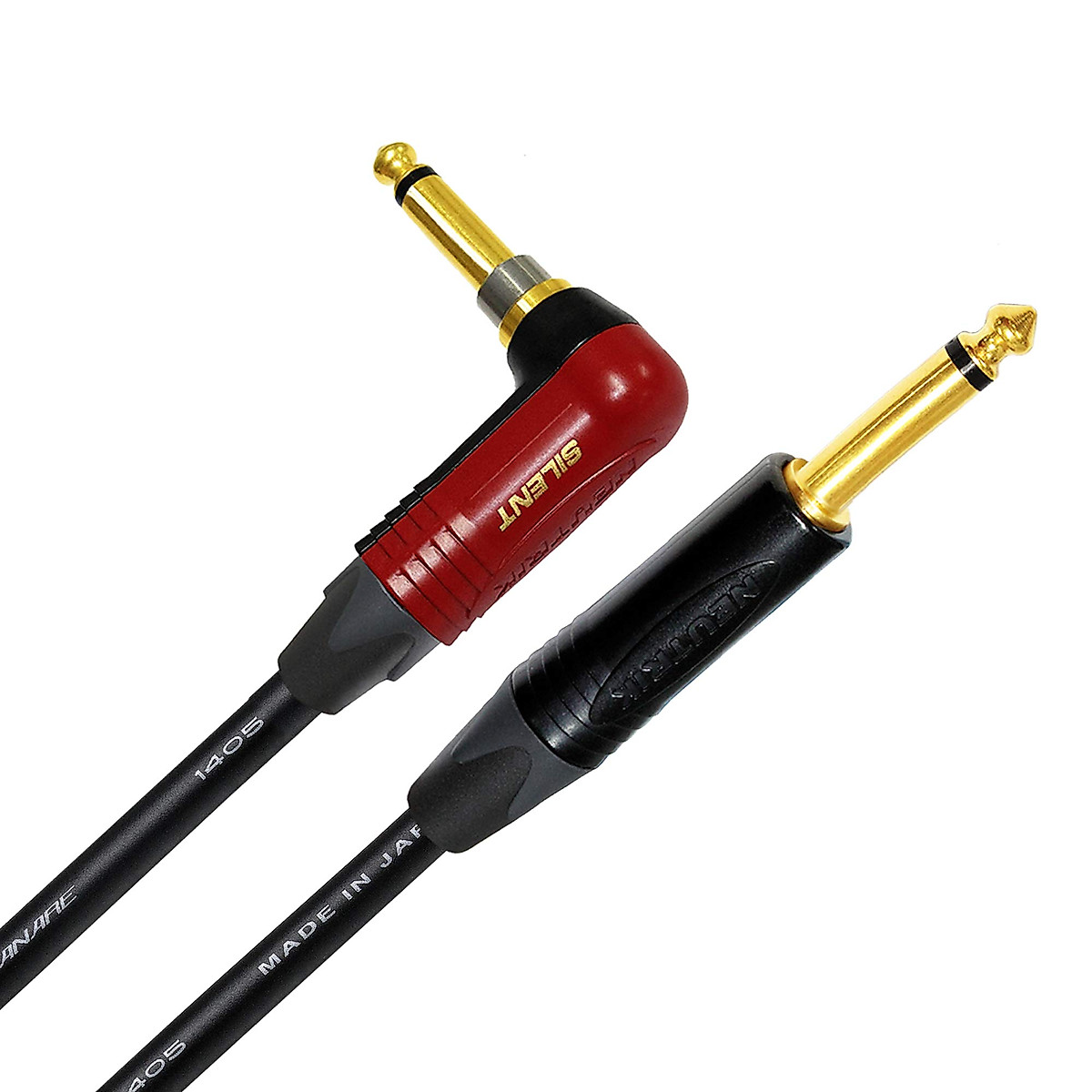 Canare 10 Foot GS-6 - Neutrik Gold Plated Silent Plug - Guitar Bass Instrument Cable - Straight to Angled 1/4 Inch Plugs - Custom Made by Worlds Best Cables