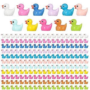 QUEEN KING 11 Colors 220pcs DIY Mini Resin Duck Colorful Miniature Figures Micro Fairy Garden Landscape Aquarium Tiny Ducks Dollhouse Decor