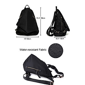 PAOIXEEL Nylon Vintage Backpack, Casual Daypack Outdoor Travel Rucksack Hiking Backpacks for Men and Women, Black