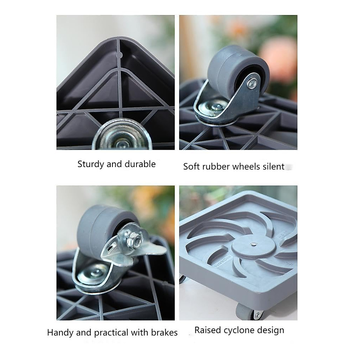 Plant Caddie with Wheels and Water Storage Tray, 11.8" Rolling Plant Stand, 4-Wheeled Plant Roller, Lockable Casters, Heavy Duty Plant Caddy for Large Indoor and Outdoor Planters