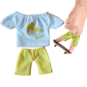 shenyan Fingertip Clothes Set - Finger Pants T-Shirt Scooter Skateboards Tools Outfit Accessories for Kids Children Toy Game, Interactive Toys Movement Favors Blue Yellow Green