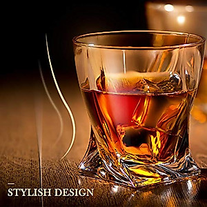 Comsmart Whiskey Glass Set of 4 with Luxury Box, 10 oz Crystal Old Fashioned Lowball Rocks Glasses, Gift for Men Drinking Scotch Bourbon Cocktail Liquor Vodka Malt Cognac