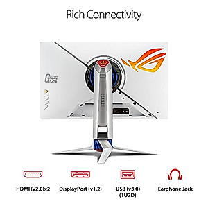 ASUS ROG Strix 27” 1440P HDR Gaming Monitor (XG279Q-G) GUNDAM EDITION - QHD (2560 x 1440), Fast IPS, 170Hz, 1ms, G-SYNC Compatible, Extreme Low Motion Blur Sync, Eye Care, DisplayPort, Dual HDMI, USB