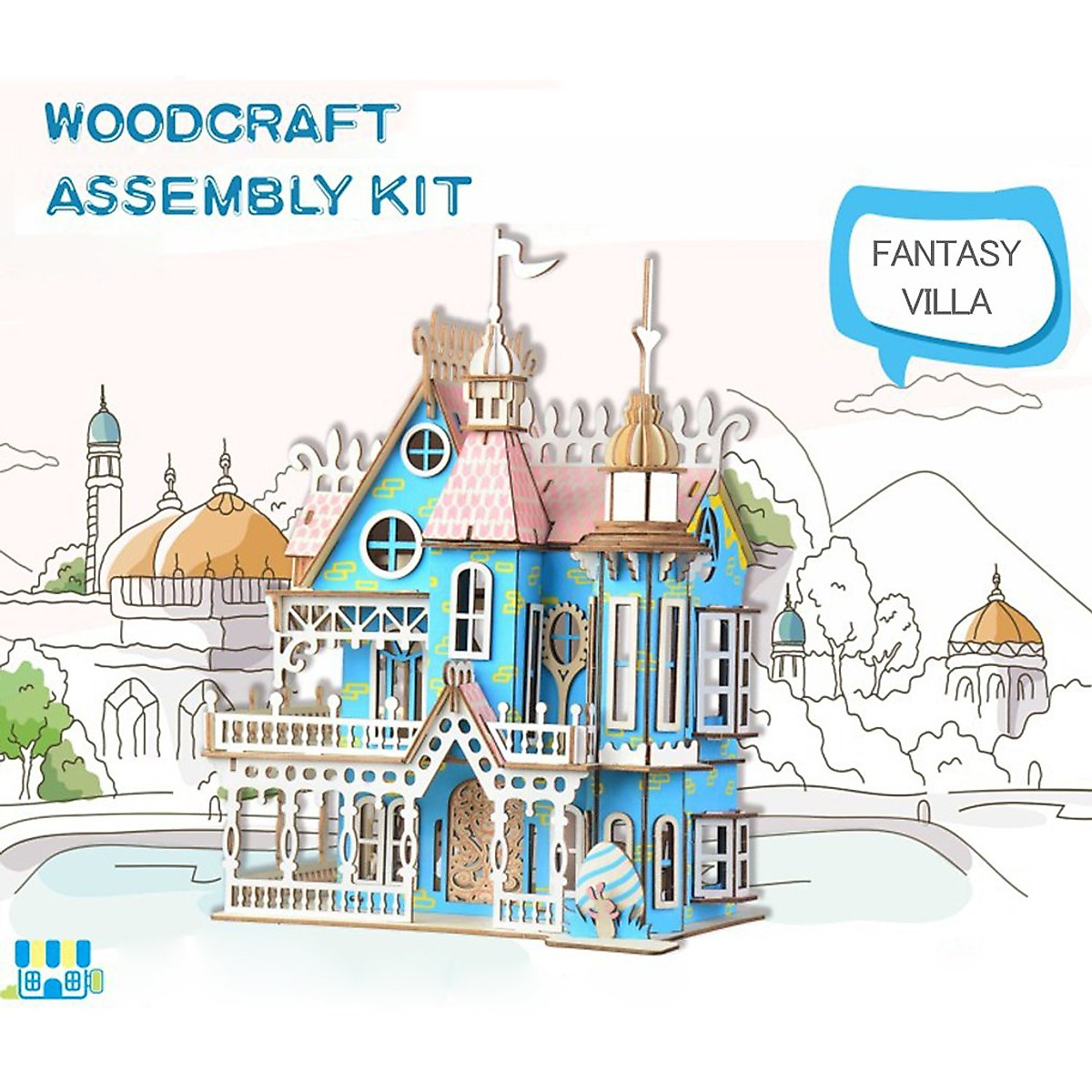 Wewinn 3D Wooden Puzzles Laser Engraving DIY Safe Assembly Constructor Kit Toy for Teens and Adults (F3 Villa)