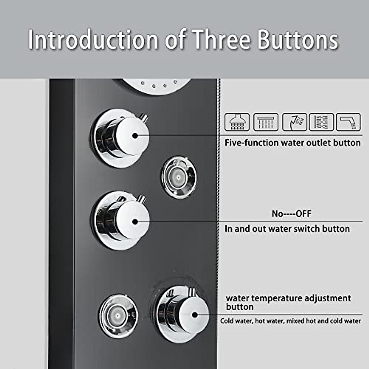 LED Shower Panel Tower System, Full Body Shower Tower System with Jets + Rainfall Waterfall Shower Head + Handheld Shower + Tub Spout, Digital Display Smart shower Spa system, Black…