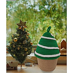 Mushroom Basket Cotton Rope Storage Basket with Lid Pack of 3 for Organizing Christmas Tree