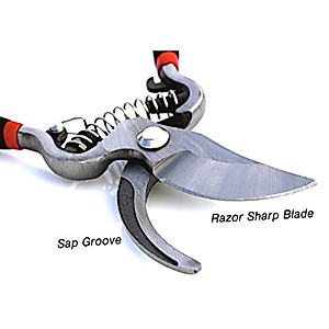 Garden Guru Indestructible All Steel Pruning Shears Scissors Clippers - Professional Bypass Hand Pruner - High Performance Forged Steel - Comfort Grip Handles - Perfect for Gardening Trimming Pruning