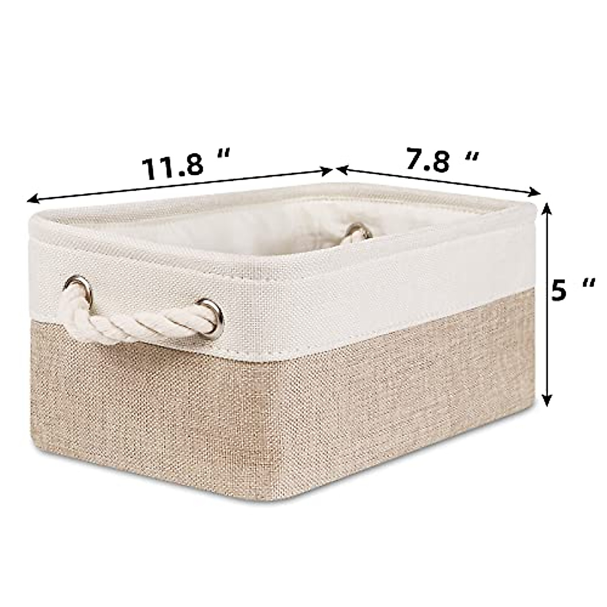Bidtakay Small Baskets Fabric Storage [6 Pack] Beige Storage Bins 11.8 X 7.8 X 5 Inches Empty Gift Basket Decorative Storage Baskets for Shelves, Baby Clothes Storage, Bathroom(White&Beige)