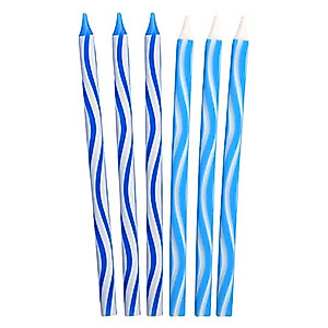 Hanukkah Candles Standard Size - Wave Etched Blue & White Chanukah Candles Fits Most Menorahs - Premium Quality Wax - 45 Count for All 8 Nights of Hanukkah - by Ner Mitzvah
