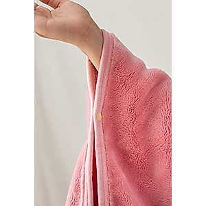 Mellowdy Shawl Blanket Pillow 2-in-1 for Office, Work from Home (Blossom Pink, 40x60) - Wearable Adult Swaddle Snuggle Coat Poncho, Airplane Travel Blanket Set, Fleece Shoulder Wrap for Men and Women