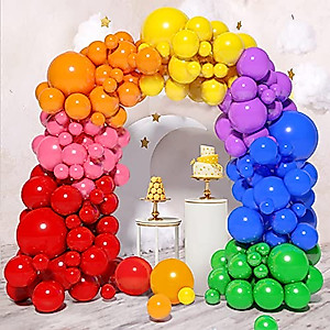 HDO Rainbow Balloon Arch Kit, 147Pcs Rainbow Balloons Garland 18"+12"+10"+5" Party Balloons Decoration for Birthday Thanksgiving Baby Shower Bridal Party (Rainbow)