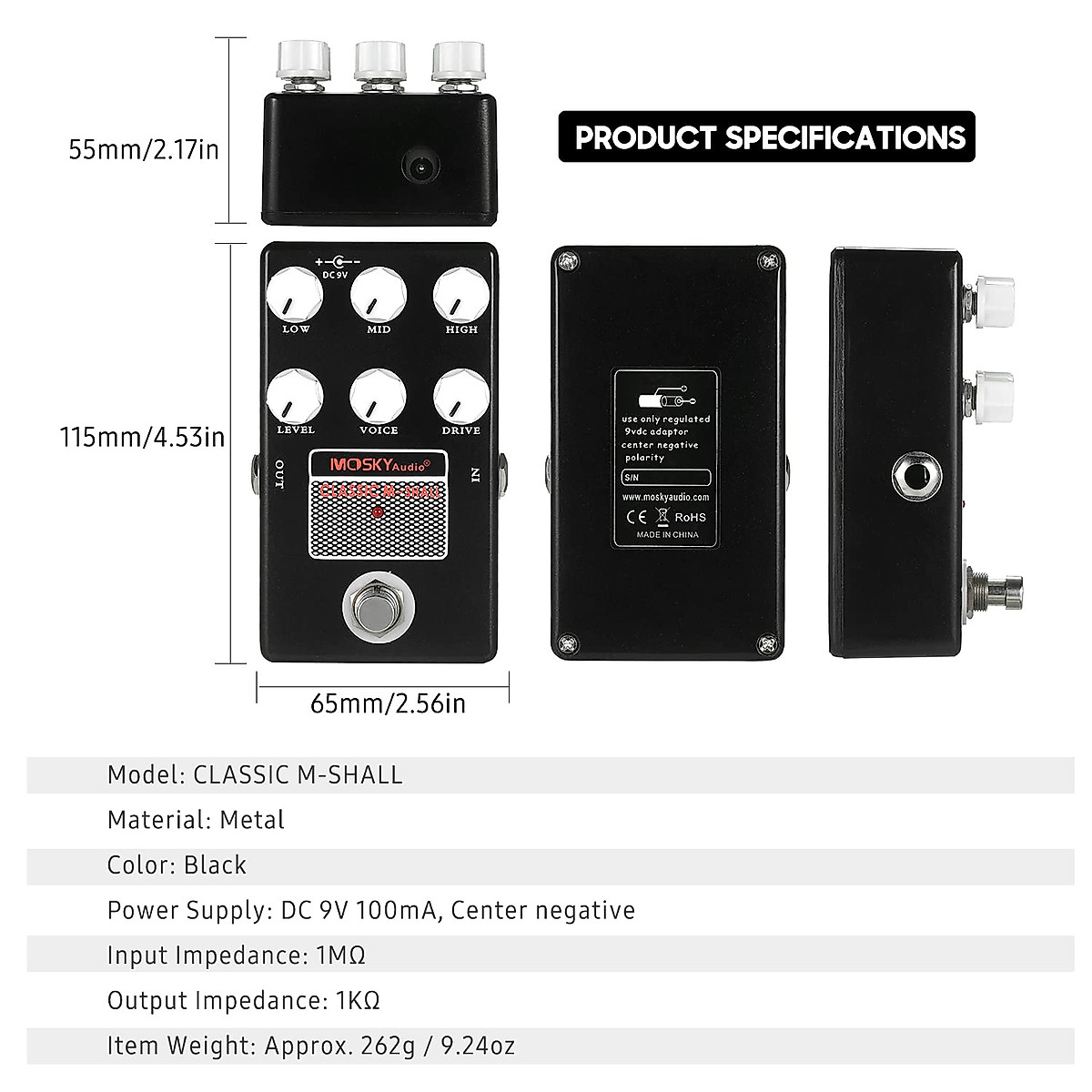 ERYUE Classic M-Shall Speaker Simulator, MOSKYaudio Classic M-Shall Speaker Simulator Cabinet Simulator Guitar Effect Pedal Speaker Simulation for Guitar Bass