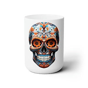 Skull Ceramic Mug, Skull Mug, Coffee Mug, Coffee Cup, Tea Cup, Tea Mug, Ceramic Mug, Halloween Mug, Halloween Coffee Mug (15oz)