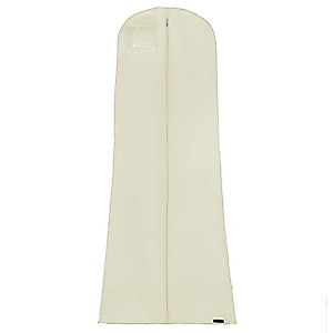 HANGERWORLD Large Wedding Dress Garment Bag Cover - 72" x 24" with Extra Wide Gusset 32" for Long Poufy Dress and Trains, Breathable, Acid-Free (Ivory)