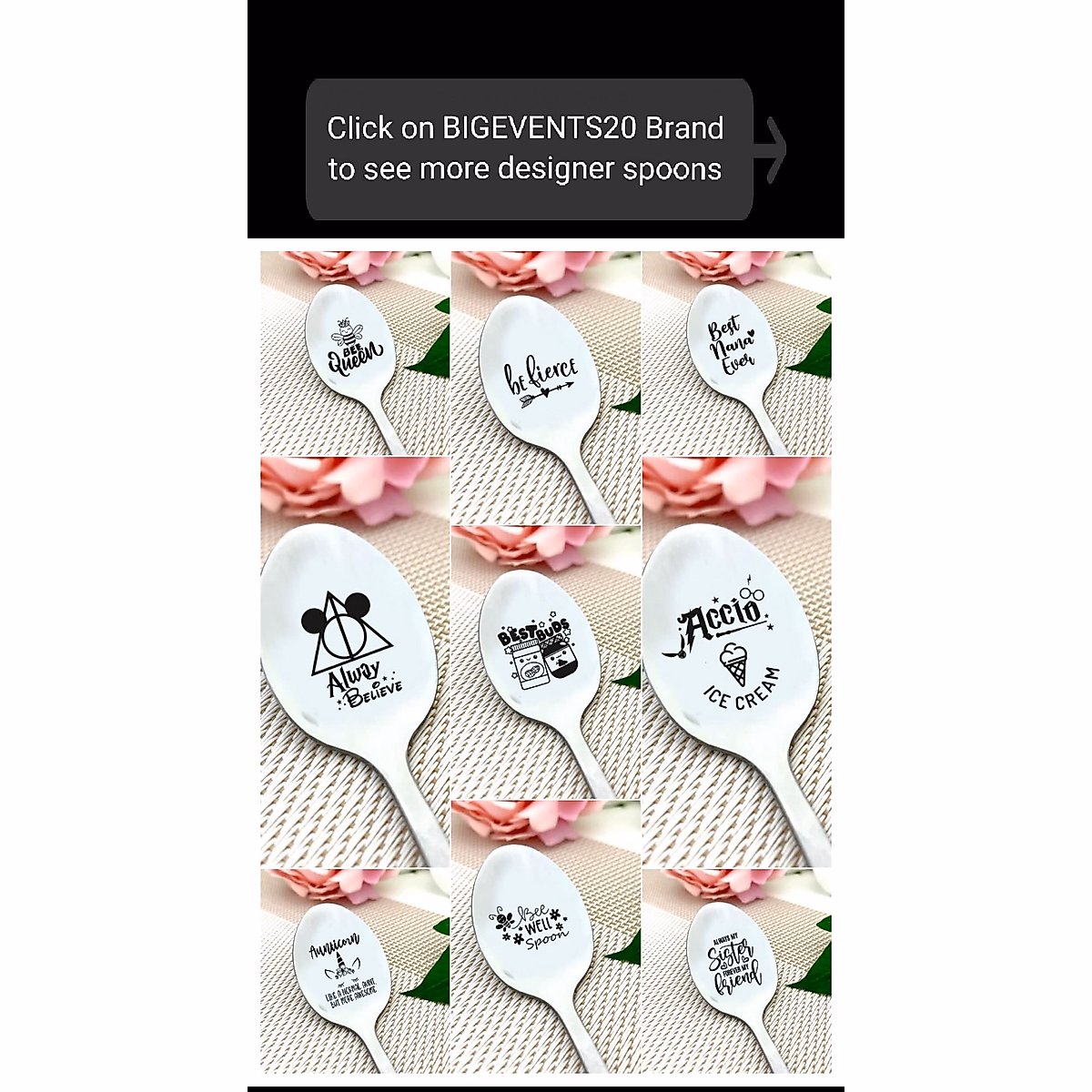 BIGEVENTS Happiness is having a Best friend Spoon Engraved teaspoons coffee spoon coffee spoons my peanut butter spoon Silver 7 A1 A1