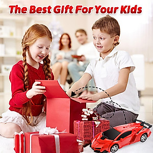 Transformable Remote Control Car for Boys 4-7 8-12 Gifts, 1:18 Transform Robot Toy Car with 360° Rotating Led Lights & One Button Deformation, Kids Robot Toys for 3 4 5 6 7 8 9 10+Years Old, Red