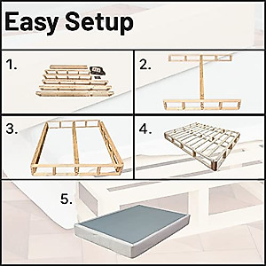 Spring Coil Coil, 4.5-Inch Sturdy Box Spring for Mattress Support-Durable and Easy to Assemble Natural Wood Foundation for Twin XL, White