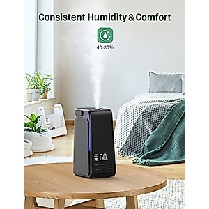 4L Quiet Humidifiers for Large Room,Ultrasonic Cool Mist Humidifiers with Humidistat,Plants humidifier indoor,Easy Use,LED Display,Sleep Mode,Large Room Humidifiers for Bedroom/Home/Office/Living Room