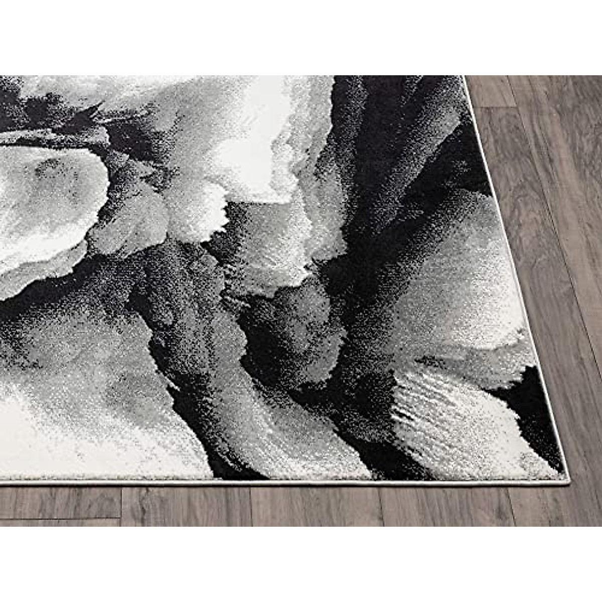 Abani Rugs Modern 5'3"x7'6" Black & White Floral Swirl Area Rug - Contemporary Geometric 3D Rug, Arto Collection