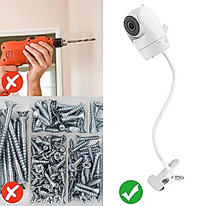 Flexible Clip Mount for Vtech VM901 and VM919HD, Gooseneck Baby Monitor Holder for Crib Without Tools or Wall Damage - White