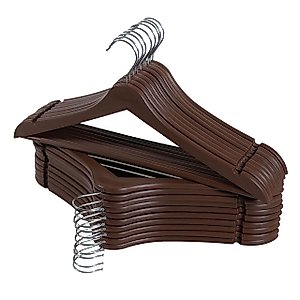 D'orcia Home Clothes Hanger - Heavy Duty Durable Coat and Clothes Hangers - 20 Pack Clothes Hangers Plastic - Non-Slip Clothes Hangers - Wood Look Space Saving Hangers - 360 Degree Swivel Hook (Brown)