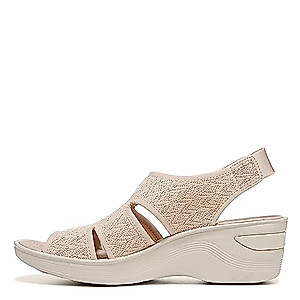 BZees Womens Daytona Slip-On Wedge Sandal Sand Dollar Chevron 6.5 M