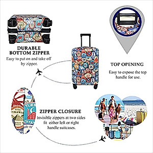 Explore Land Travel Luggage Cover Suitcase Protector Fits 18-32 Inch Luggage (Landmark Sticker, S(18-22 inch Luggage))