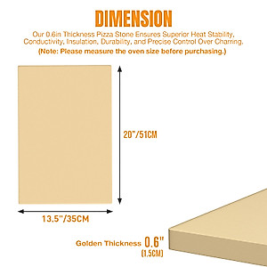 Caprihom Large Pizza Stone 20" x 13.5" Pizza Stone for Grill Rectangular Baking Pizza Stone for Oven Heavy Duty Cordierite Stone, Ideal for Baking Different Sizes of Pizzas