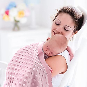 3 Pieces Baby Blankets for Girls and Boys Soft Dot Blankets with Silky Satin Backing, Double Layer Gender Baby Receiving Blanket for Newborn, Toddler, Infant Gifts, 30 x 40 Inch