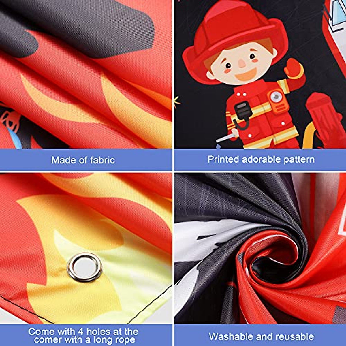 Firetruck Birthday Party Supplies Decorations Firetruck Theme Backdrop Background Banner for Boys Girls Birthday Party Favor Fireman Firefighter Red Firetruck Kids Party Photo Booth Cake Table Decor