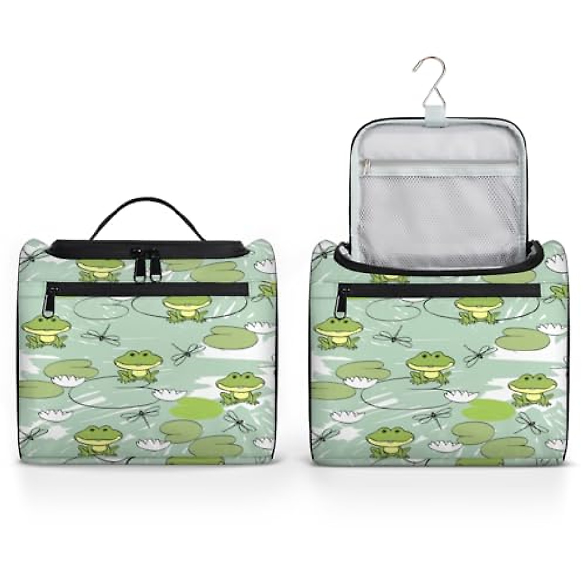 XMNYGJ Cute Dragonfly Frog Hanging Toiletry Bag for Men Women Travel Cosmetic Makeup Organizer Bag Water Resistant Large Portable Wash Case for Accessories, Toiletries, Cosmetics