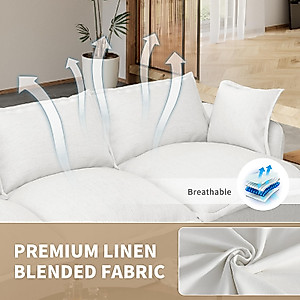 Gtilzria Modular Cloud Sectional Linen Sofa for Living Room,L Shape Couch with Reversible Chaise,Deep Seat Couch,Down Filled Sofas,Detachable Washable Couches Cushion Covers,for Apartment,Office,White