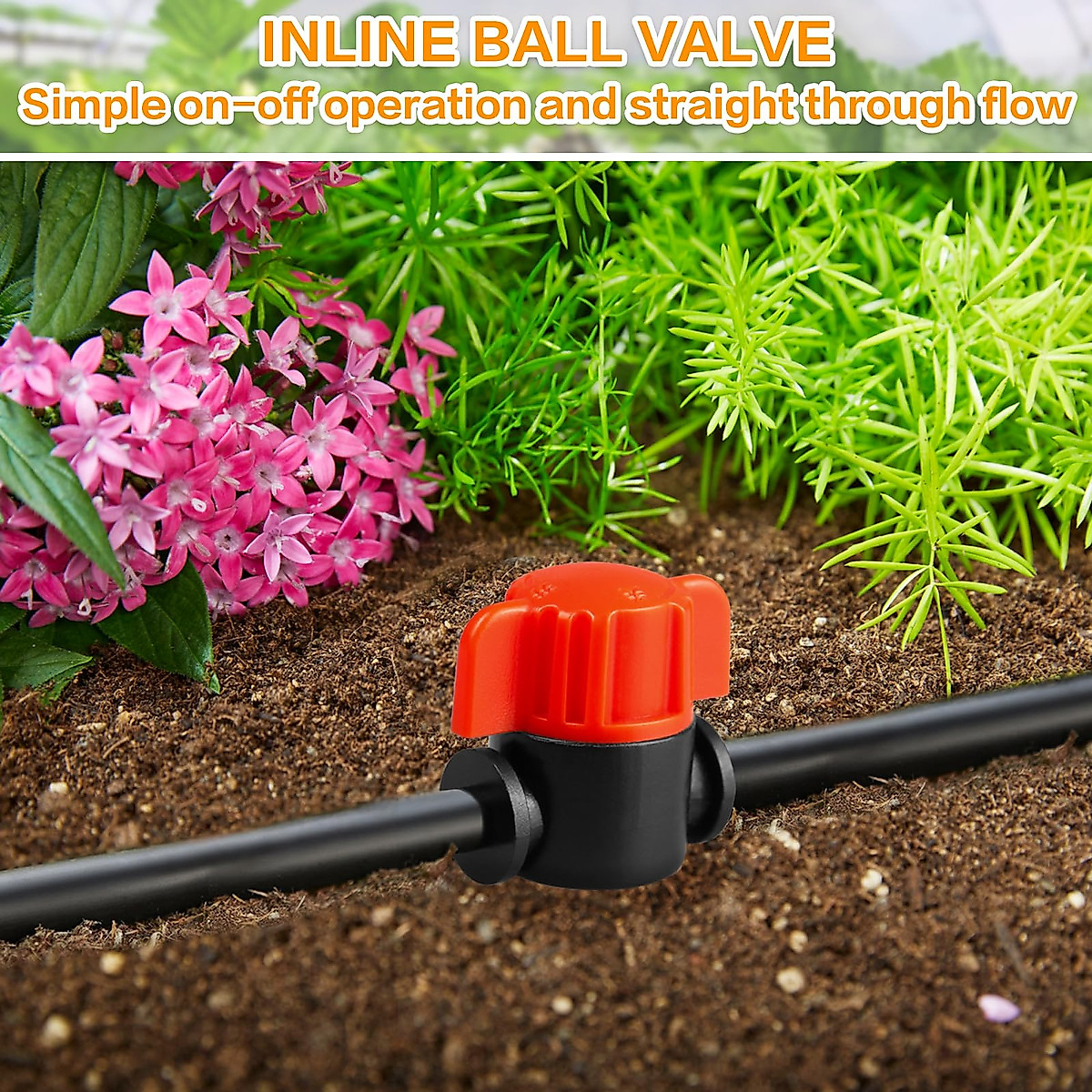 Gardrip 1/4" Drip Irrigation Valve：25 Pack Drip Irrigation Shut Off Switch Valve Fits 1/4 Inch Drip Irrigation Tubing Drip Line Cut Off Valve for Garden Lawn Irrigation System