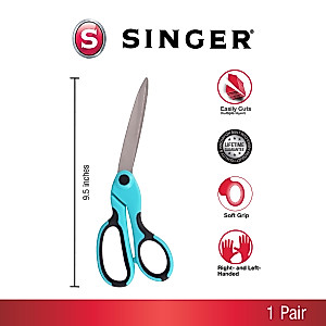 SINGER Professional Series Bent Scissors, 9 1/2", Teal