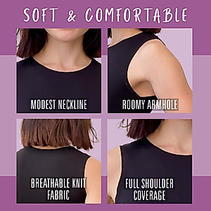 Kosher Casual Modest High Neck Tank Top for Women Full-Shoulder Sleeveless Shell Medium Black