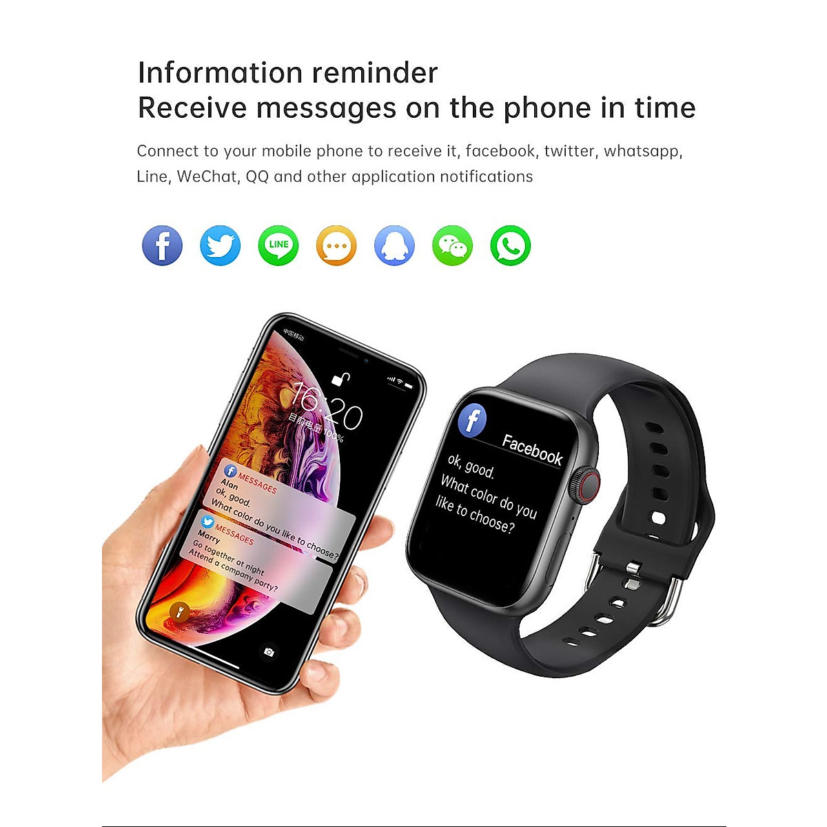 HCHLQL Smart Watch for Android iOS Phones Compatible with iPhone Samsung, Touchscreen Fitness Tracker Smartwatch with Call/SMS/Heart Rate/Pedometer for Men Women (Black)