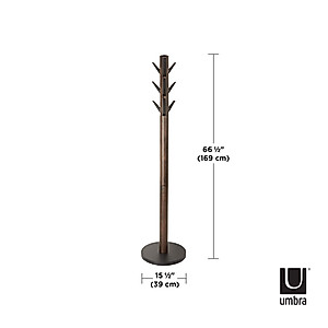 Umbra Flapper Coat Rack, Clothing Hanger, Umbrella Holder, and Hat Organizer, Great for Entryway, Black/Walnut (320361-048)