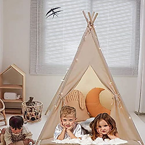RongFa Teepee Tent for Kids-Portable Children Play Tent Indoor Outdoor (Beige Without Mat)