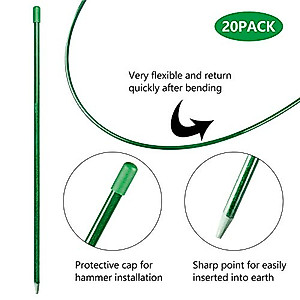ZJIA 5 Ft Garden Stakes Fiberglass Plant Stakes Sturdy Tomato Stakes, Pack of 20
