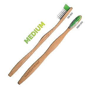 Woobamboo! Bamboo Toothbrush - Adult - Medium Bristle, BPA Free Nylon Bristles, Eco-Friendly, Biodegradable, Compostable, Vegan (Pack of 1)