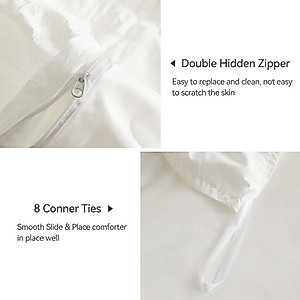 JELLYMONI White Duvet Cover Queen Size, 3pcs Washed Microfiber Bedding Set, Soft Breathable Seersucker Duvet Cover Set with Zipper Closure and Corner Ties for All Seasons