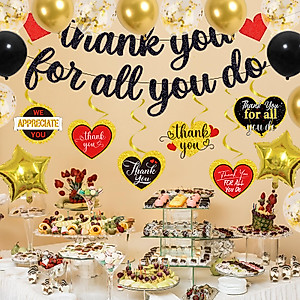 Wxiben Thank You Party Decorations - 22PCS Thank You for All You Do Banners Balloons Decorations Thank You Banners and Signs for Appreciation Party Thank You Employee Teacher Doctor Nurse Decorations