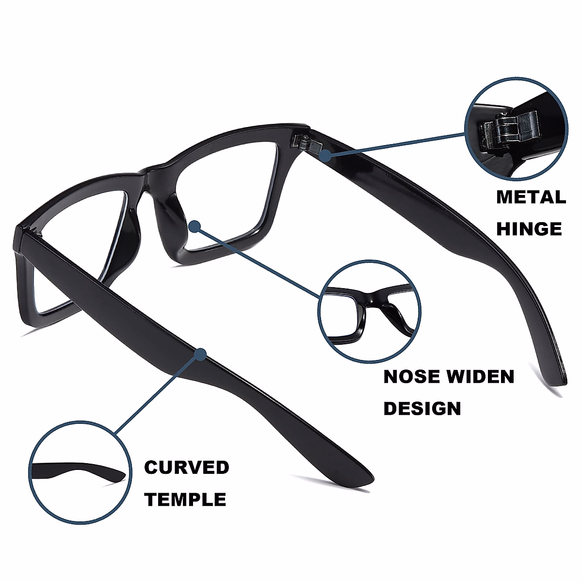 ZXYOO 4 Pack Oprah Style Reading Glasses for Women Men Blue Light Blocking Computer Square Metal Spring Readers +1.0