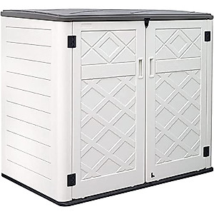 KINYING Larger Outdoor Storage Shed Weather Resistance, Horizontal Outdoor Storage Box Waterproof for Garden, Patios, Backyards, 48 Cu.ft Capacity for Bike, Garbage Cans, Lawn Mower, Garden Tools